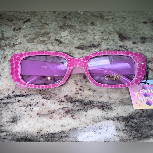 Accessories | Pink Crystal Sunglasses Sunnies | Poshmark